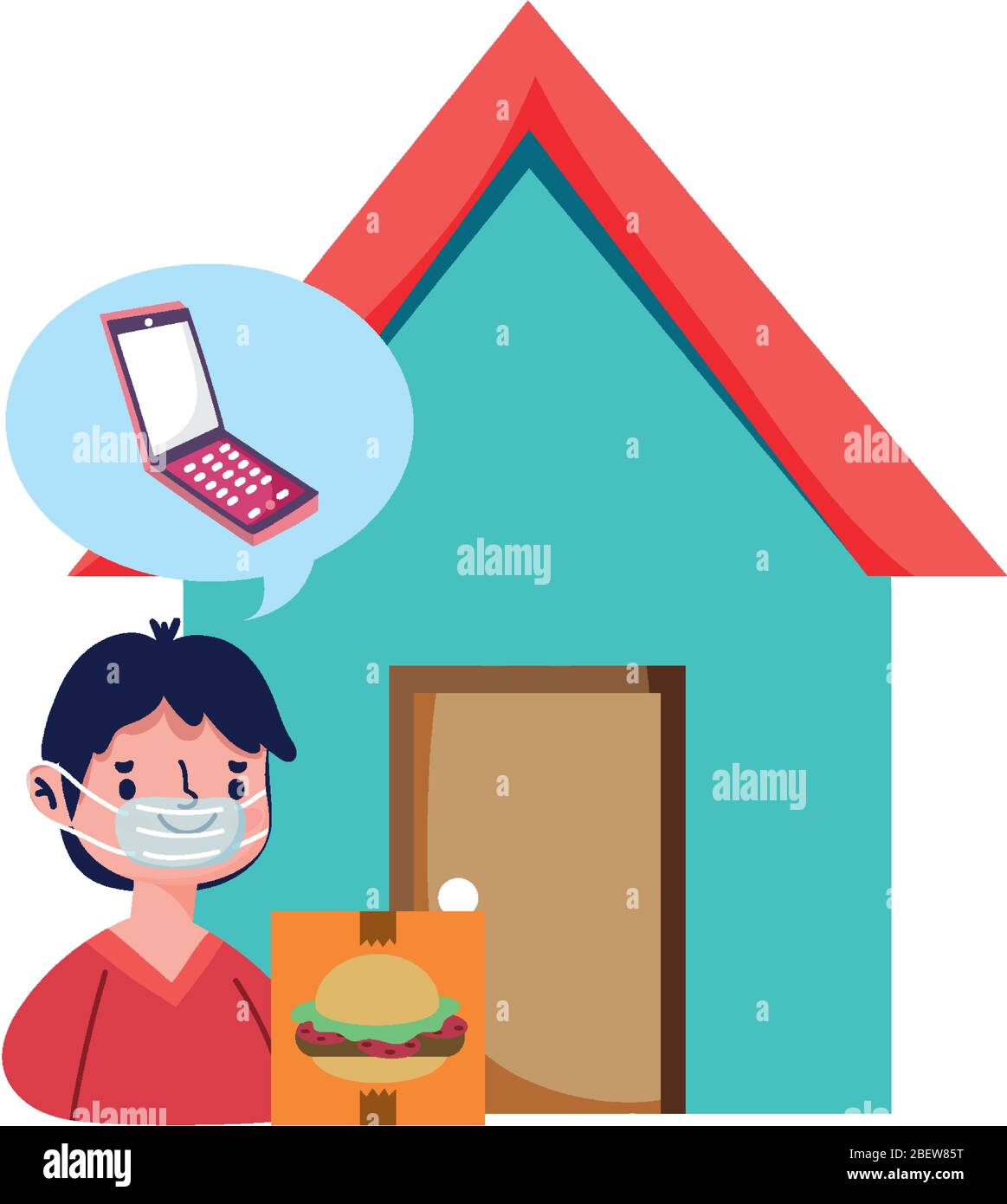 customer thinking order food ecommerce online shopping vector ...