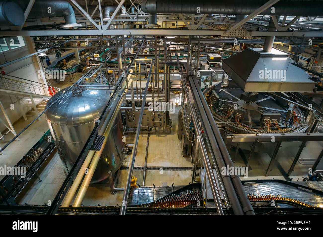 Automatic modern production line at brewery Stock Photo - Alamy