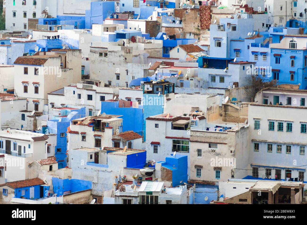 Blue and White Colored Homes and Buildings in Chefchaouen Morocco Stock ...