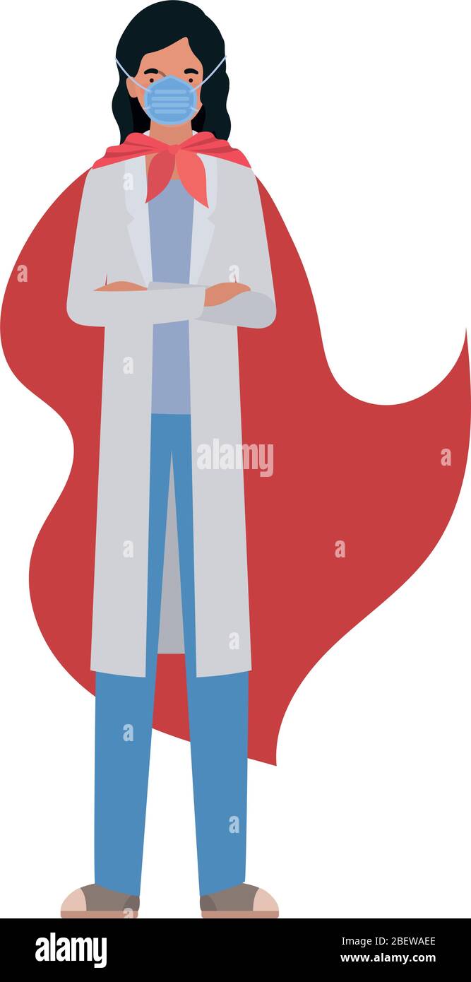 woman doctor hero with cape against 2019 ncov virus vector design Stock ...