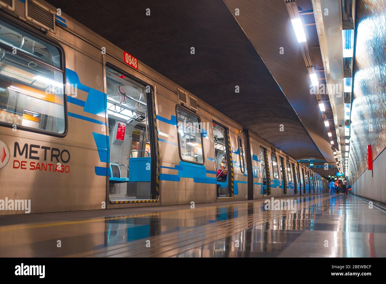 SANTIAGO, CHILE - JANUARY 2020: A Metro de Santiago train at Dorsal ...