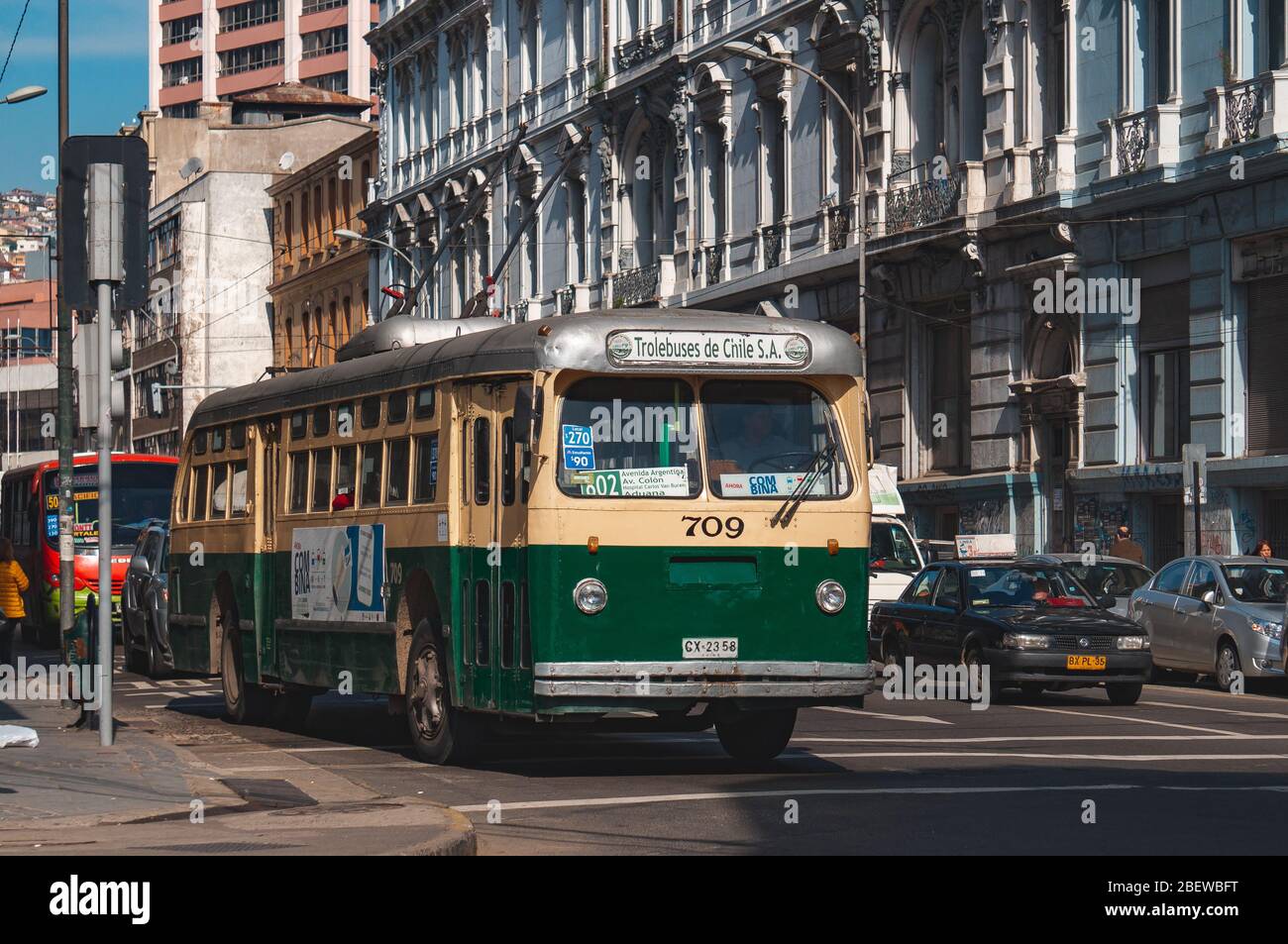 VALPARAISO, CHILE - AUGUST 2016: A Trolleybus in Valparaiso Stock Photo ...