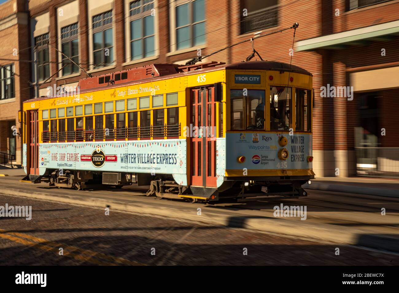 Ybor City Spanish culture center in Tampa Florida with trolley Stock ...