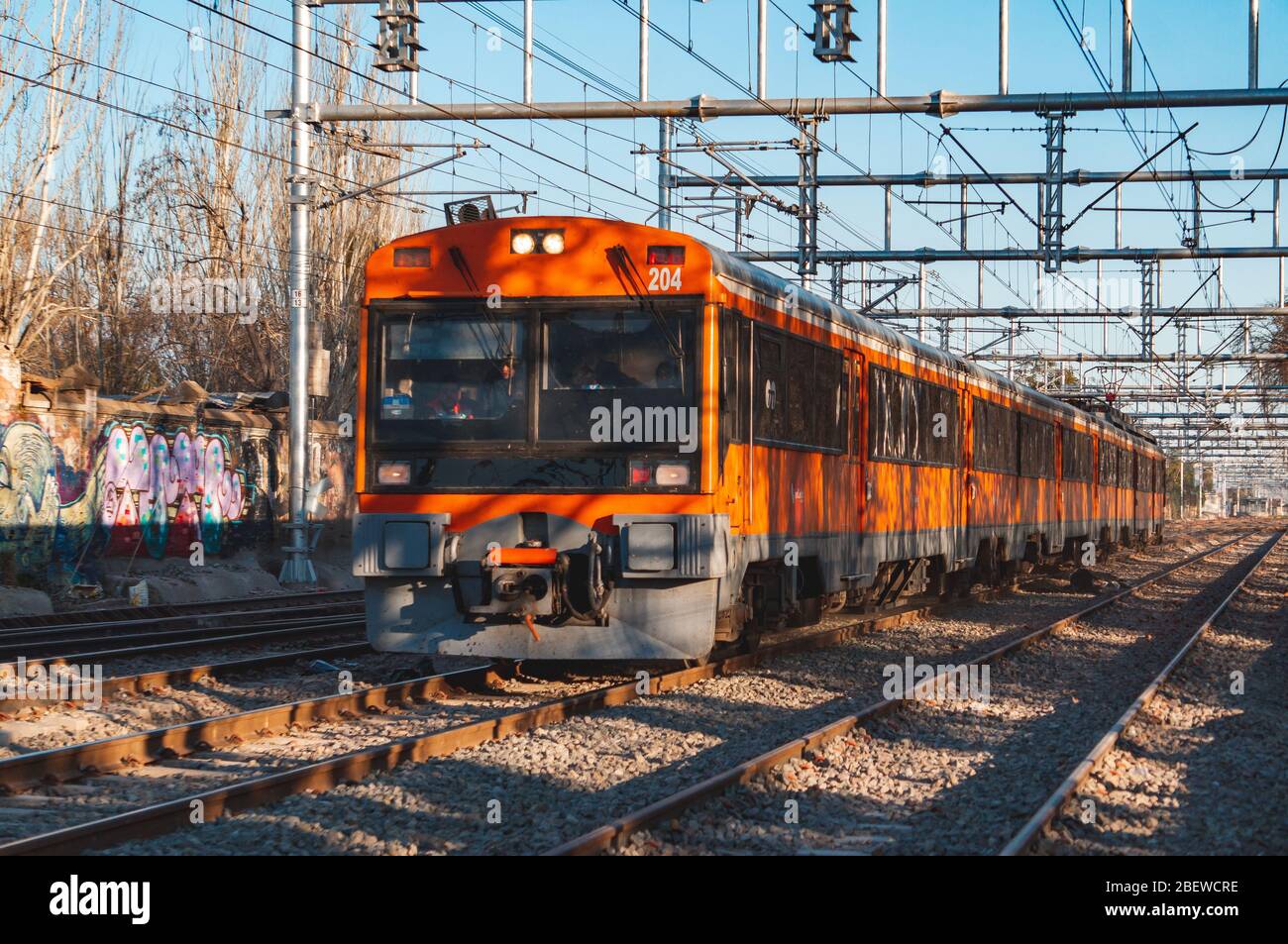 SANTIAGO, CHILE - AUGUST 2016: A long distance train in Santiago Stock ...