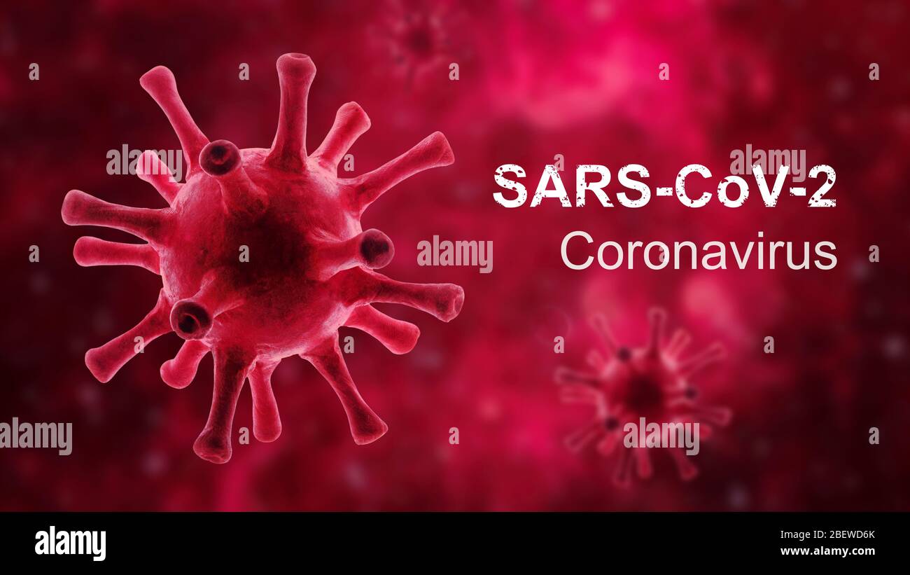 COVID19 coronavirus poster, 3d illustration, red corona virus in cell ...