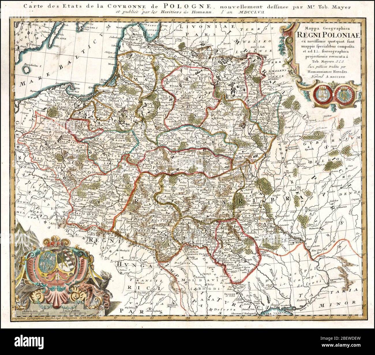 Map of Poland by Tobias Mayer, 1757 Stock Photo - Alamy