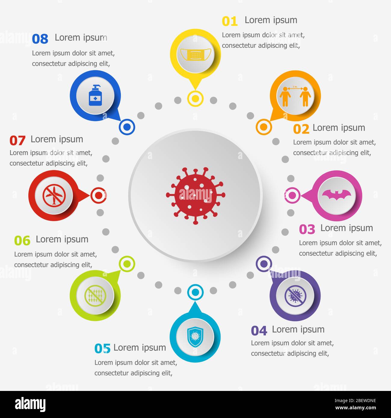 Infographic template with coronavirus icons, stock vector Stock Vector ...