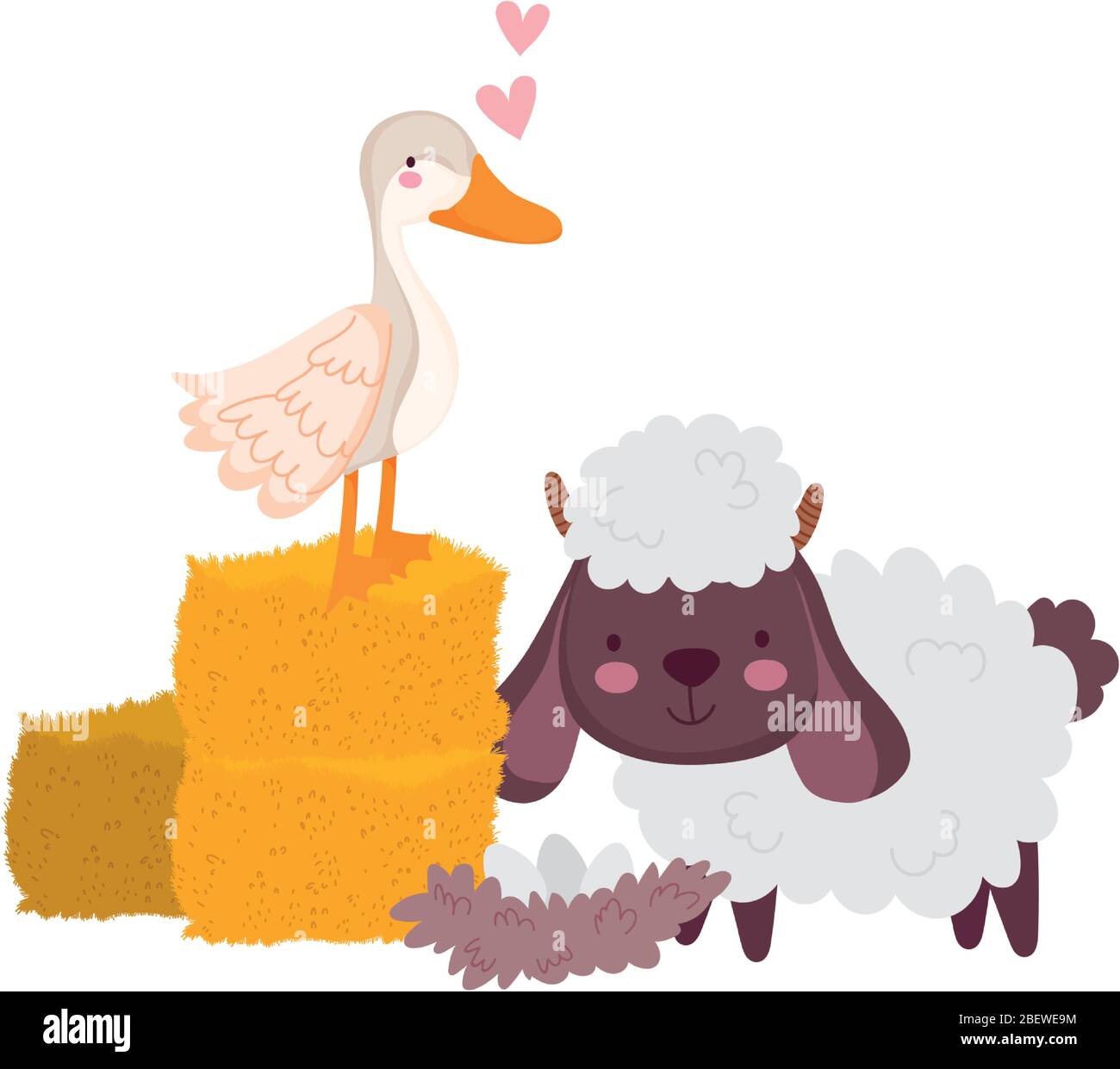 farm animals house goose goat eggs cartoon vector illustration Stock ...