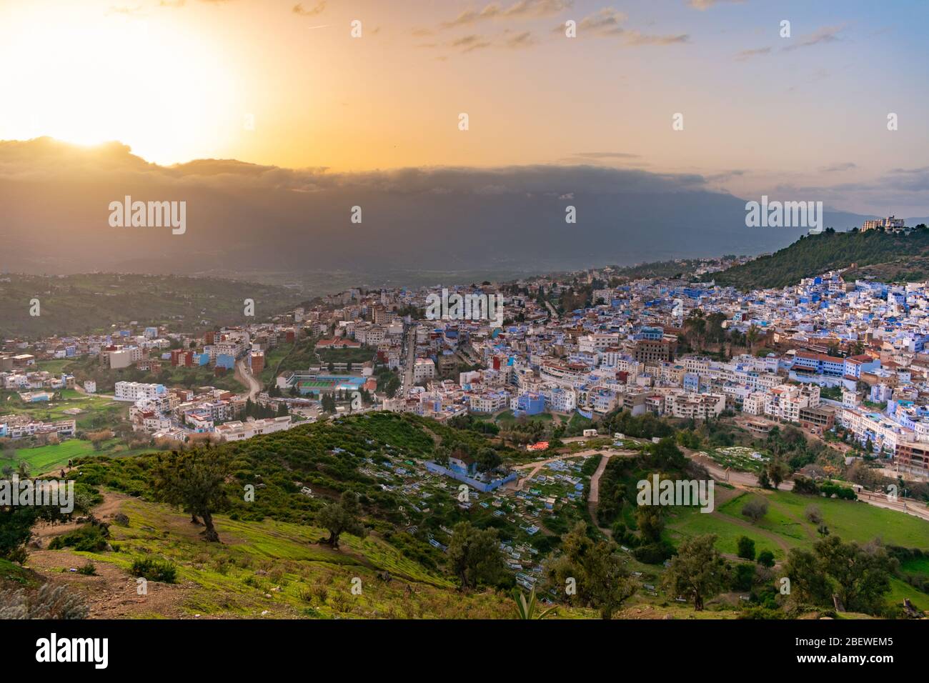 Skyline of Chefchaouen Morocco at Sunset Stock Photo - Alamy