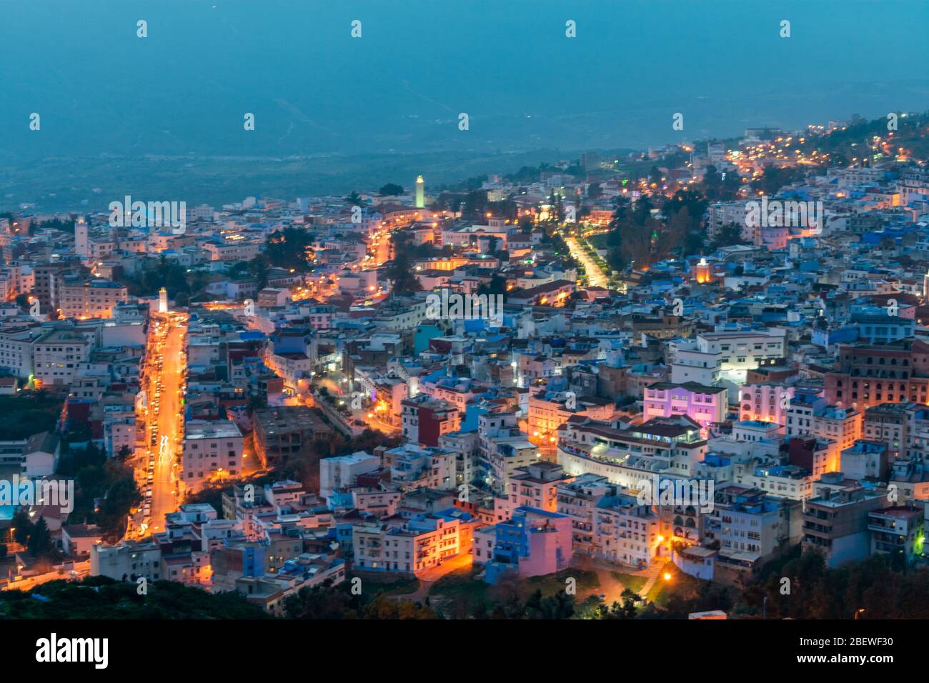 Blue Chefchaouen Morocco Skyline at Night Stock Photo - Alamy