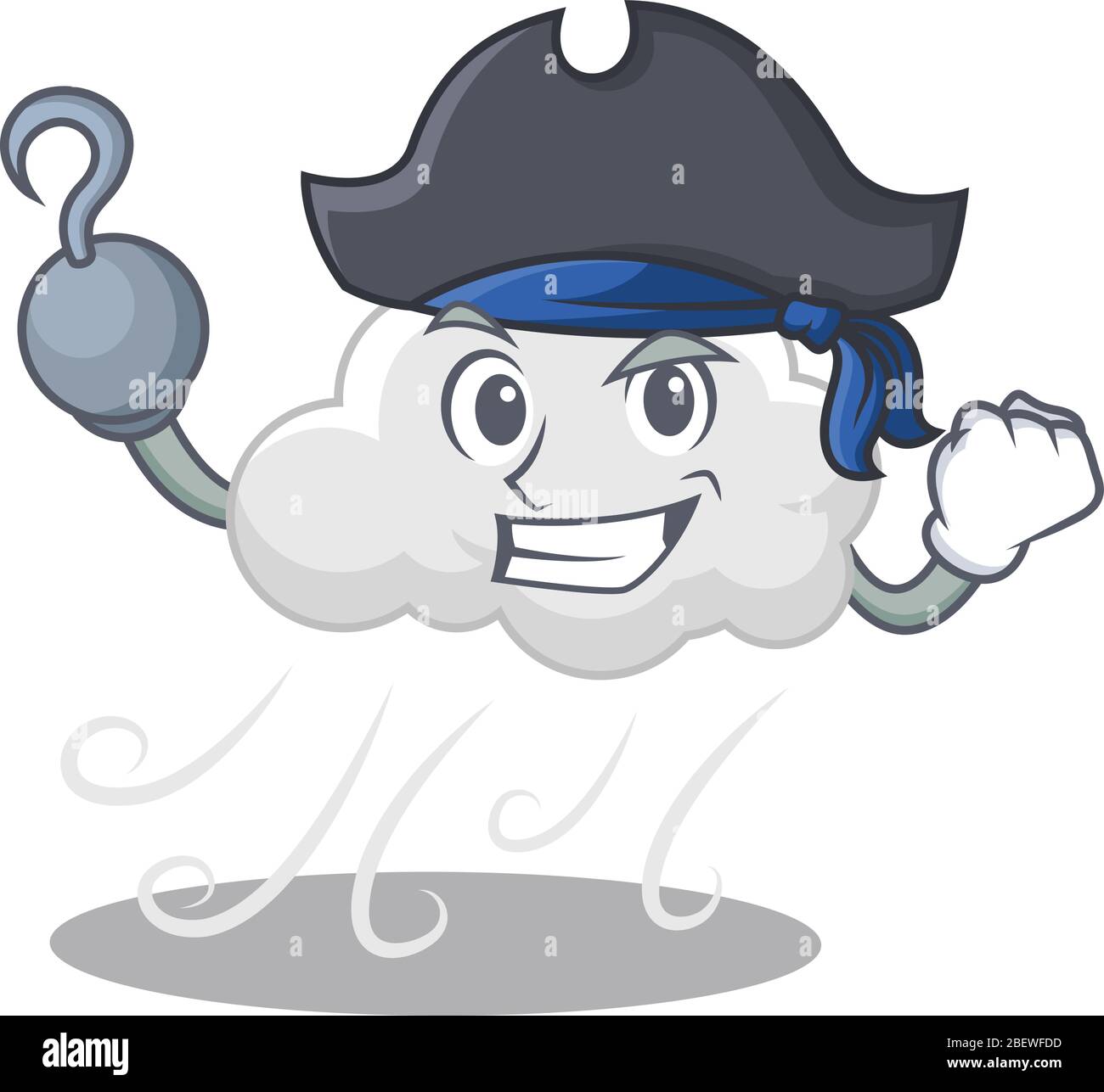 Cloudy windy cartoon design style as a Pirate with hook hand and a hat ...