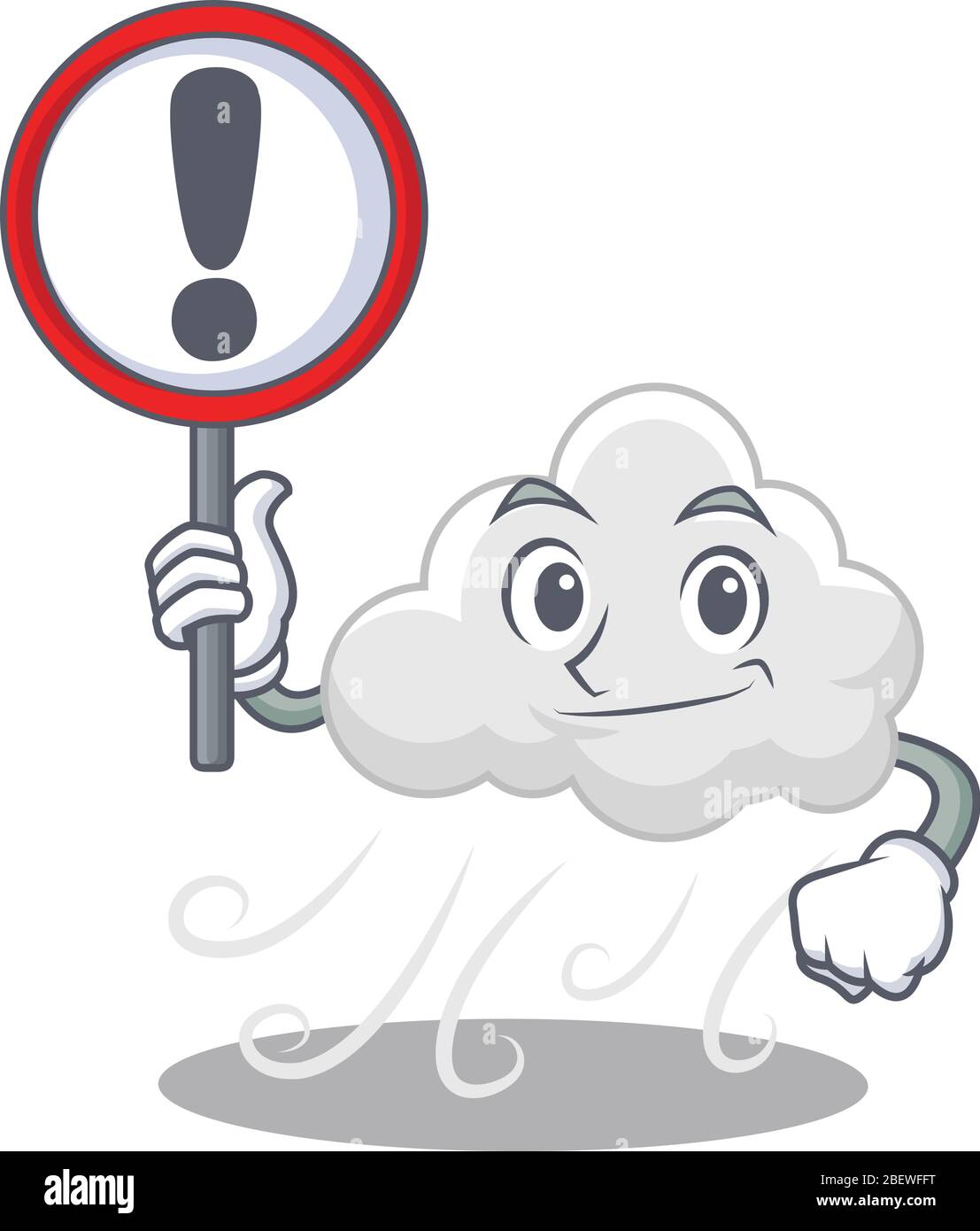 An icon of cloudy windy cartoon design style with a sign board Stock ...