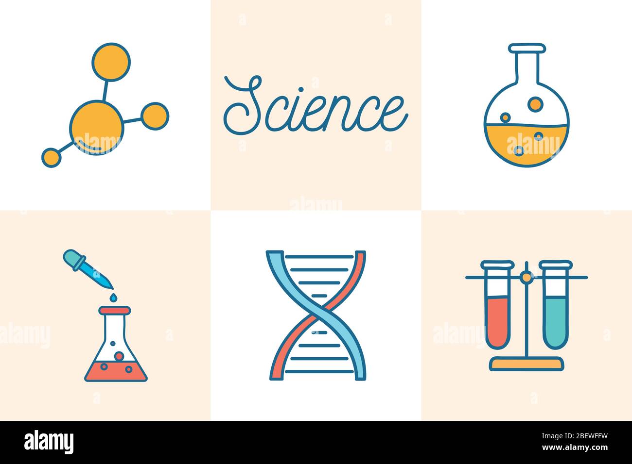 Science line and fill style icon set vector design Stock Vector Image ...