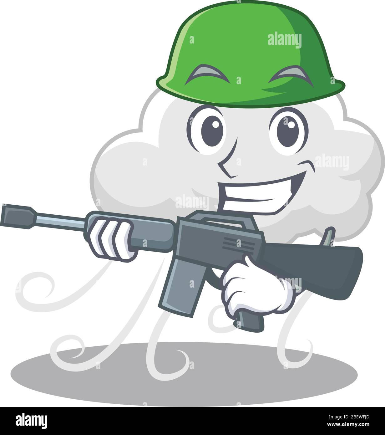 A cartoon picture of cloudy windy in Army style with machine gun Stock ...