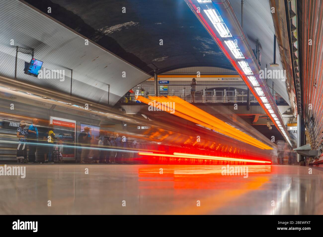 SANTIAGO, CHILE - FEBRUARY 2020: A Metro de Santiago train in Line 2 ...
