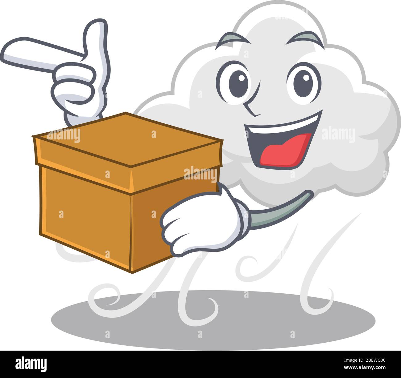 An picture of cloudy windy cartoon design concept holding a box Stock ...