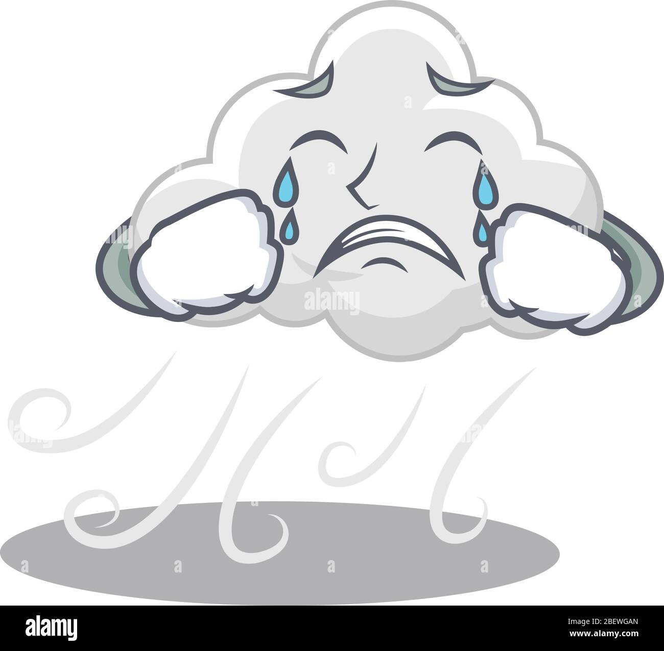 Cartoon character design of cloudy windy with a crying face Stock ...