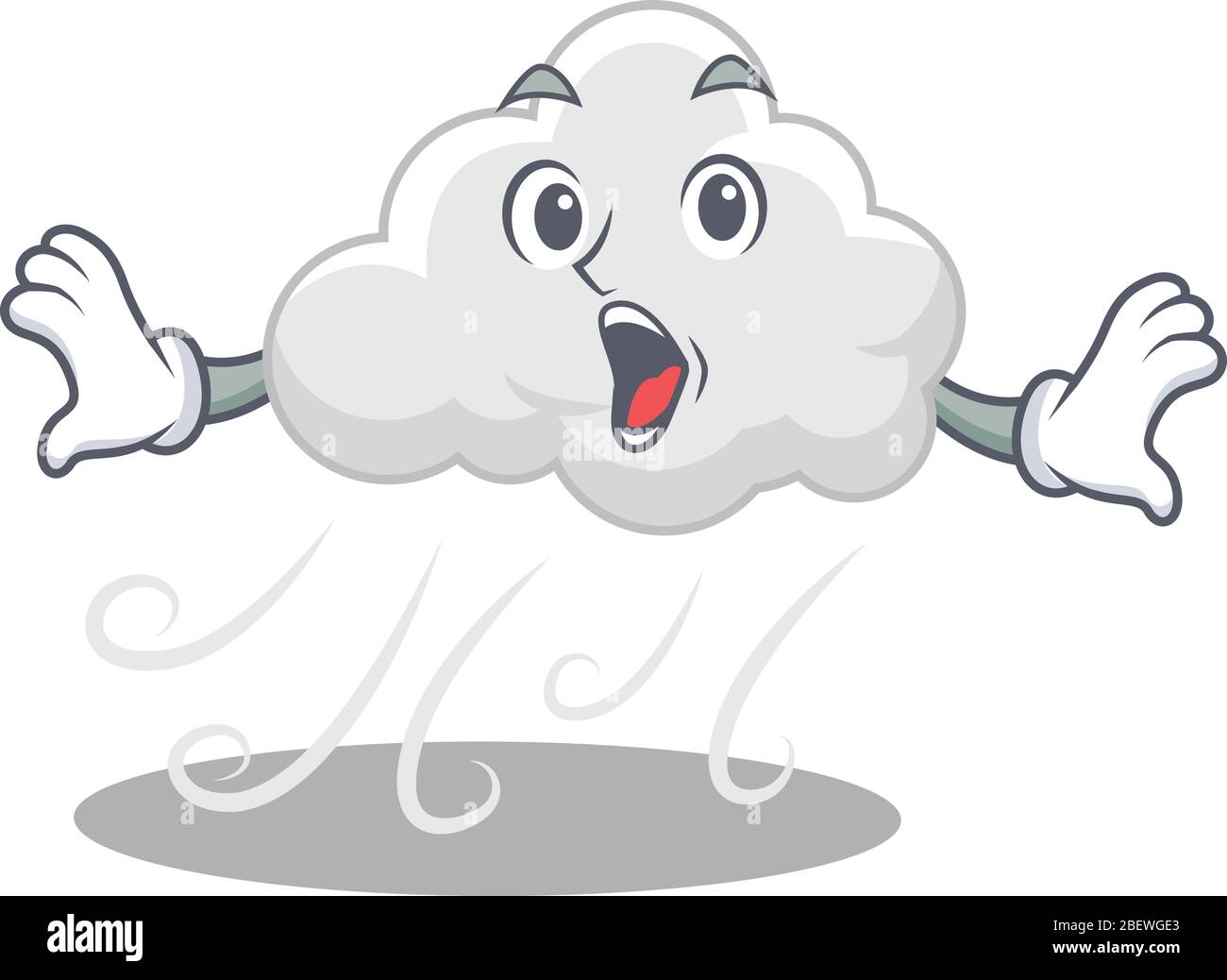 Cartoon design style of cloudy windy has a surprised gesture Stock ...