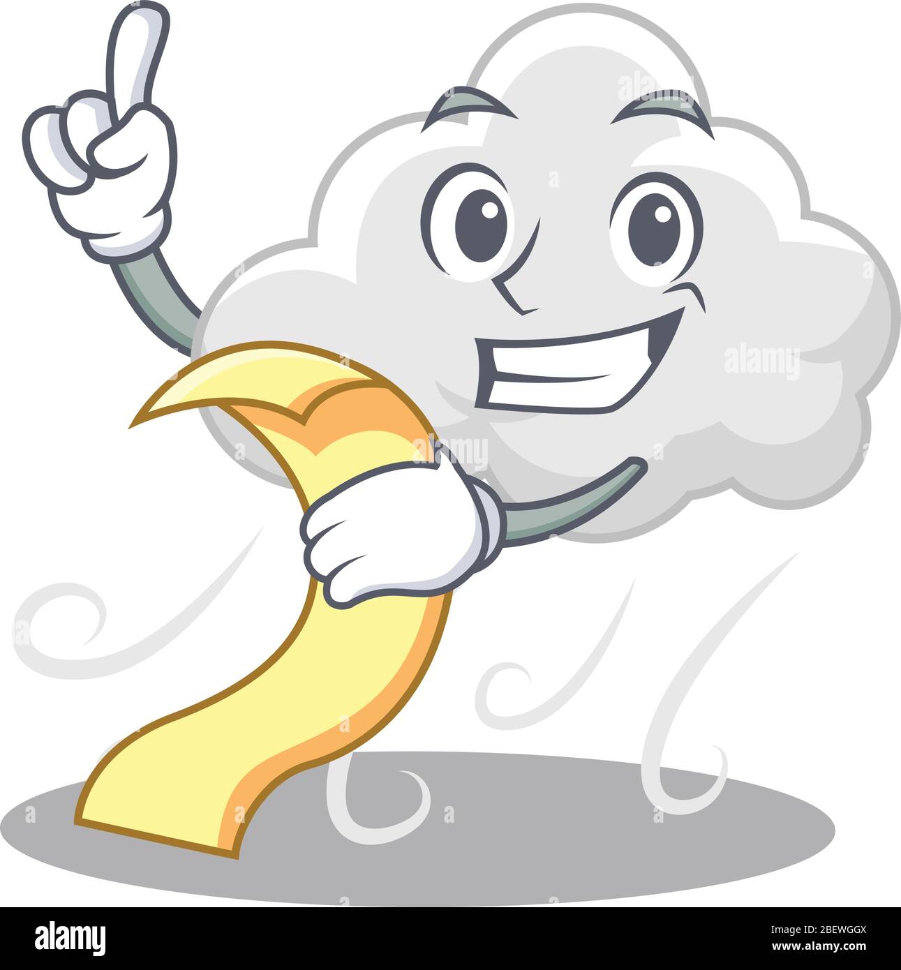 Cloudy windy mascot character design with a menu on his hand Stock ...