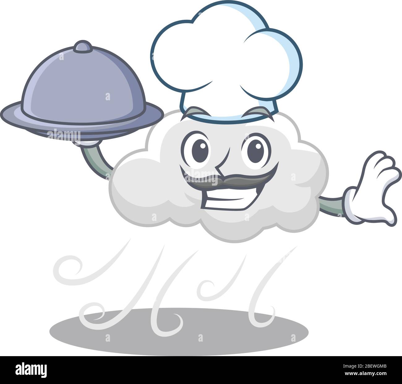 Cloudy windy chef cartoon character serving food on tray Stock Vector ...