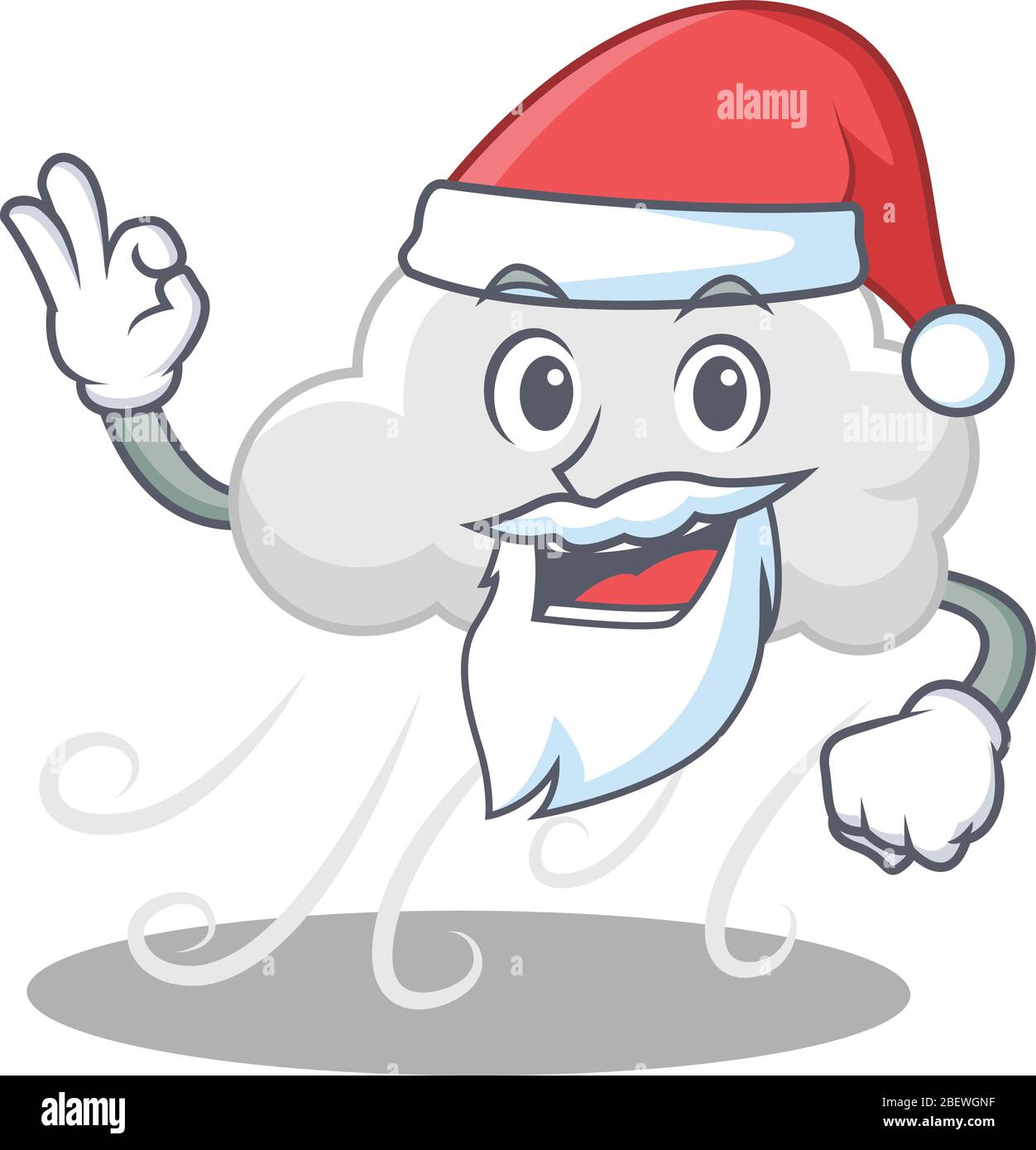 Cloudy windy Santa cartoon character with cute ok finger Stock Vector ...