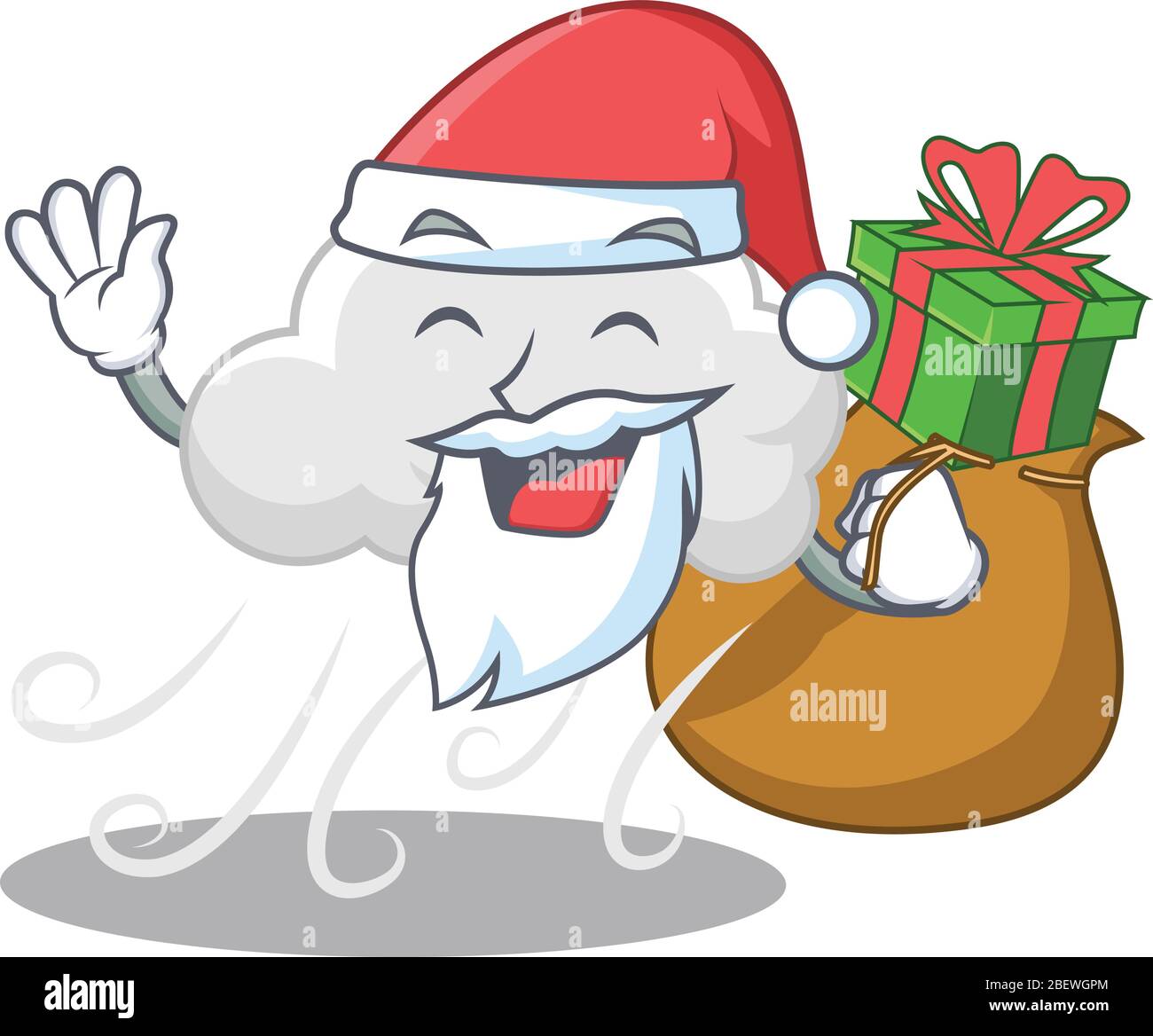 Cartoon design of cloudy windy Santa with Christmas gift Stock Vector ...