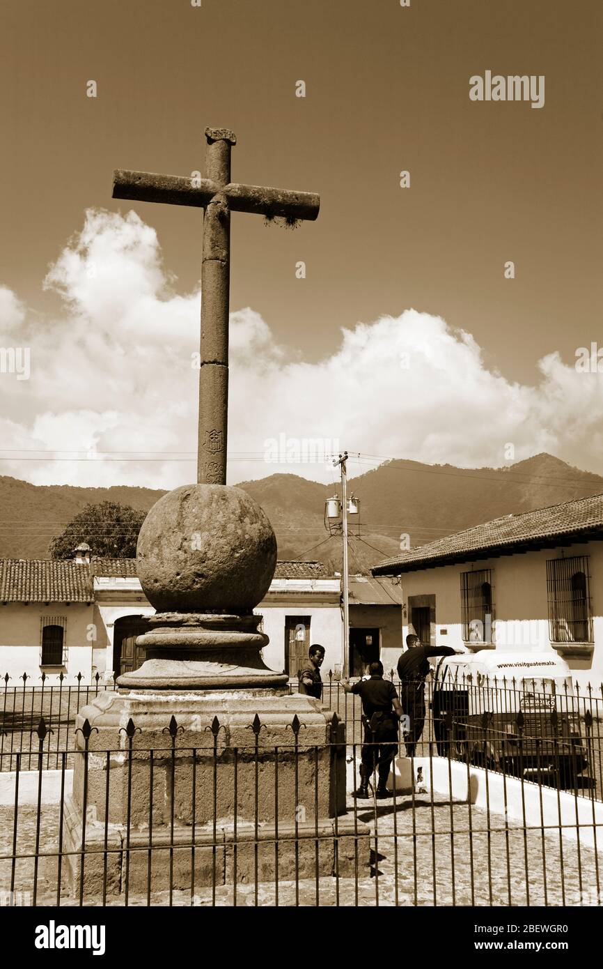 Cross at Nuestra Senora de Las Mercedes Church, Antigua City, Guatemala ...