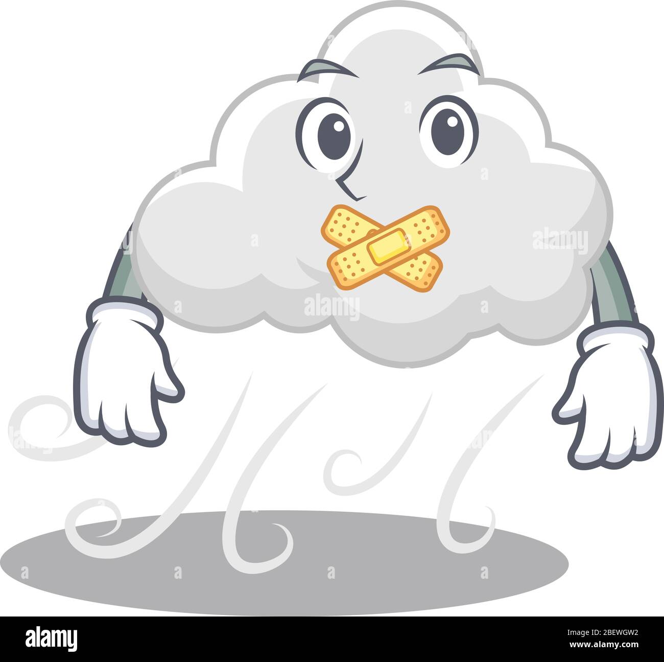Cloudy windy cartoon character style with mysterious silent gesture ...