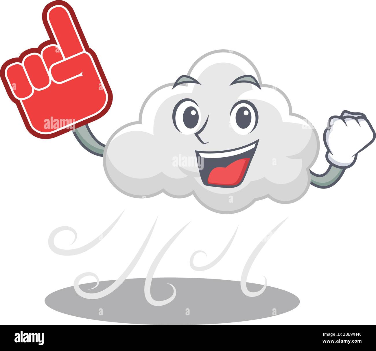 Cloudy windy presented in cartoon character design with Foam finger ...