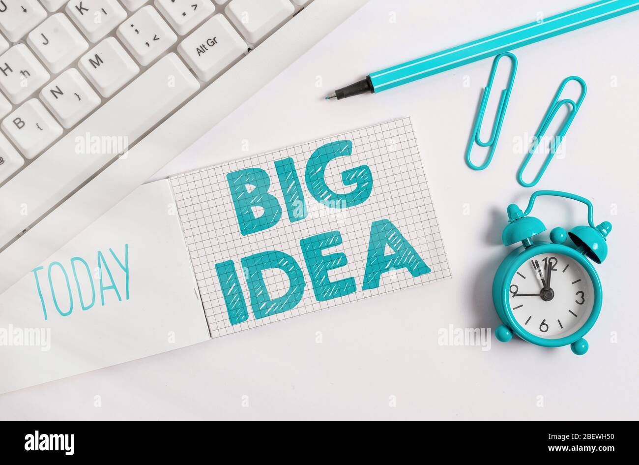 Writing note showing Big Idea. Business concept for Having great ...