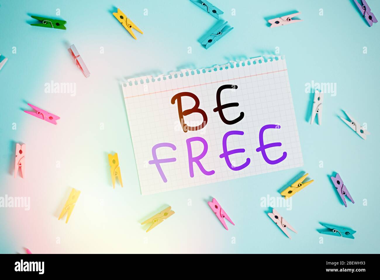 Writing note showing Be Free. Business concept for ability to do ...