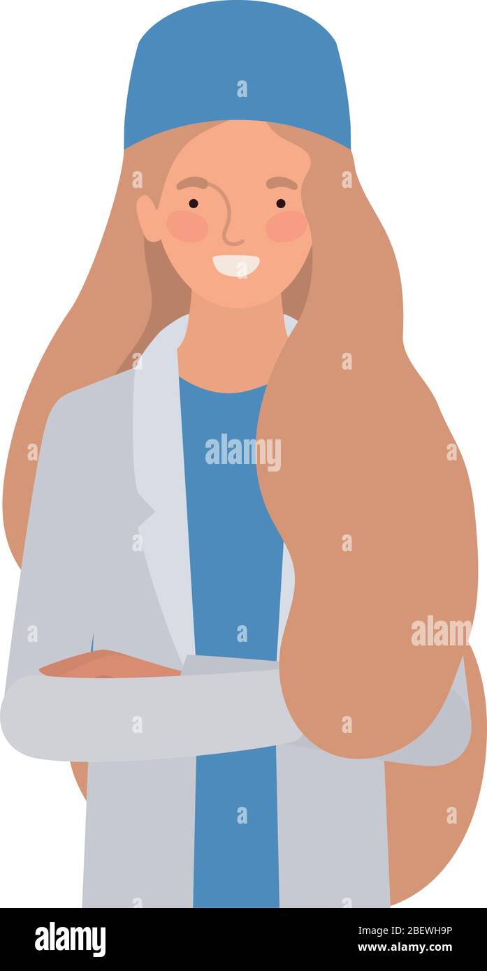 Woman doctor with uniform and hat vector design Stock Vector Image ...
