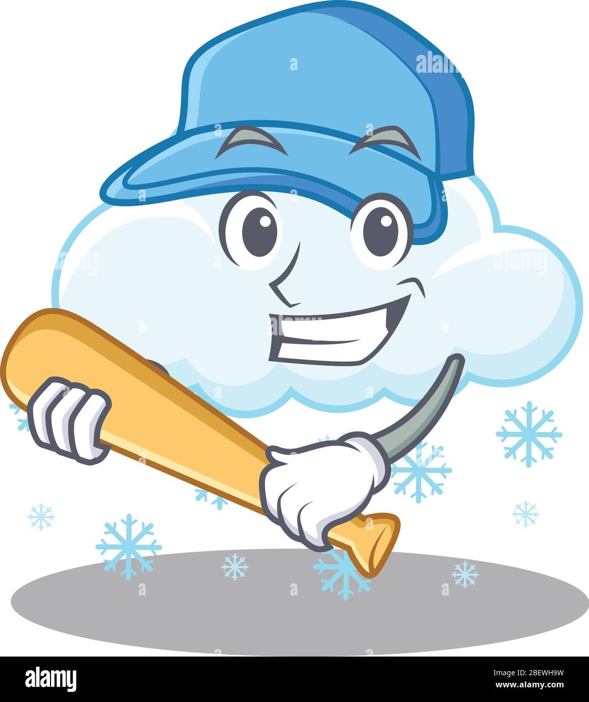 Picture of snowy cloud cartoon character playing baseball Stock Vector ...
