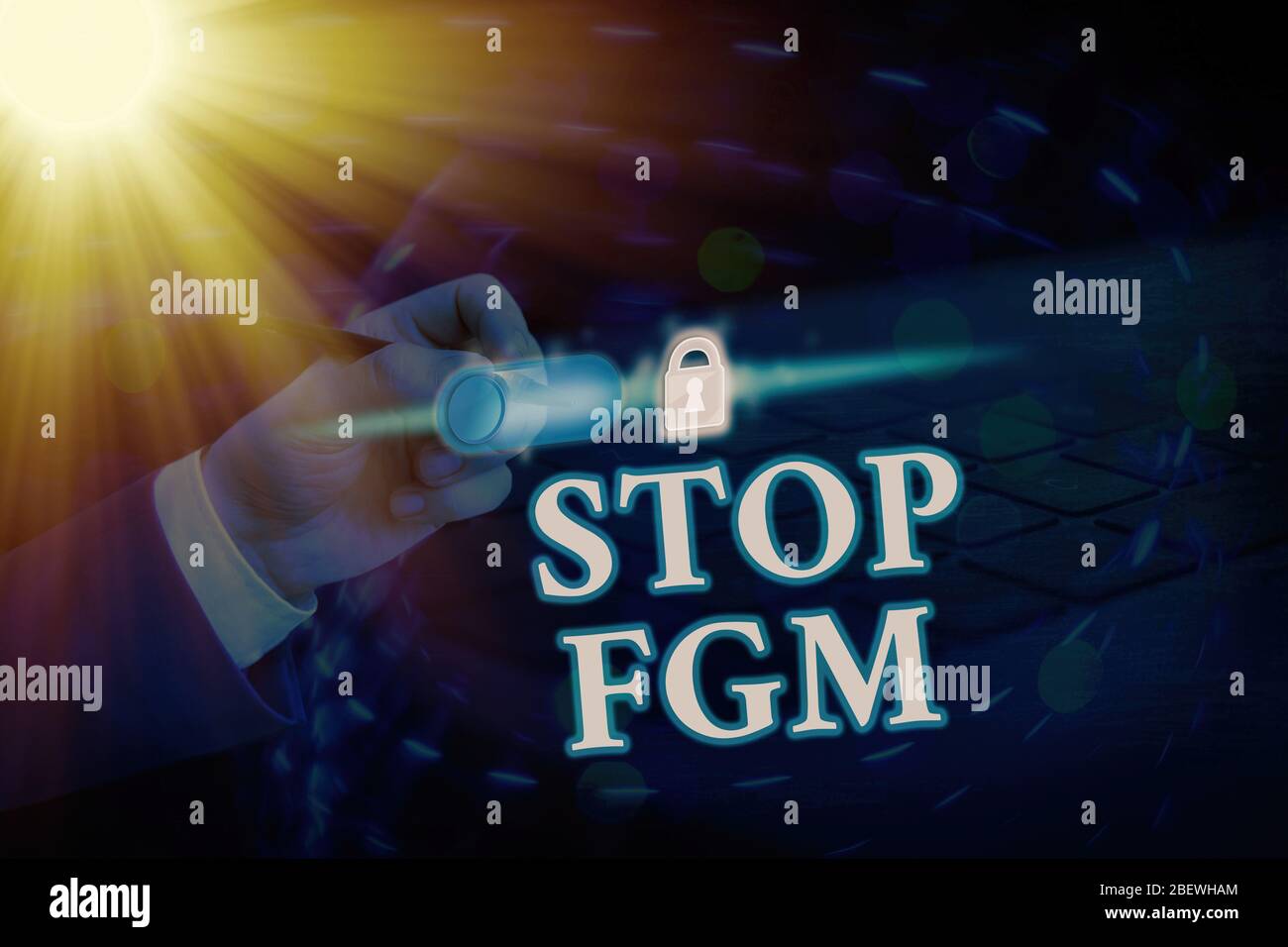 Conceptual hand writing showing Stop Fgm. Concept meaning Put an end on ...