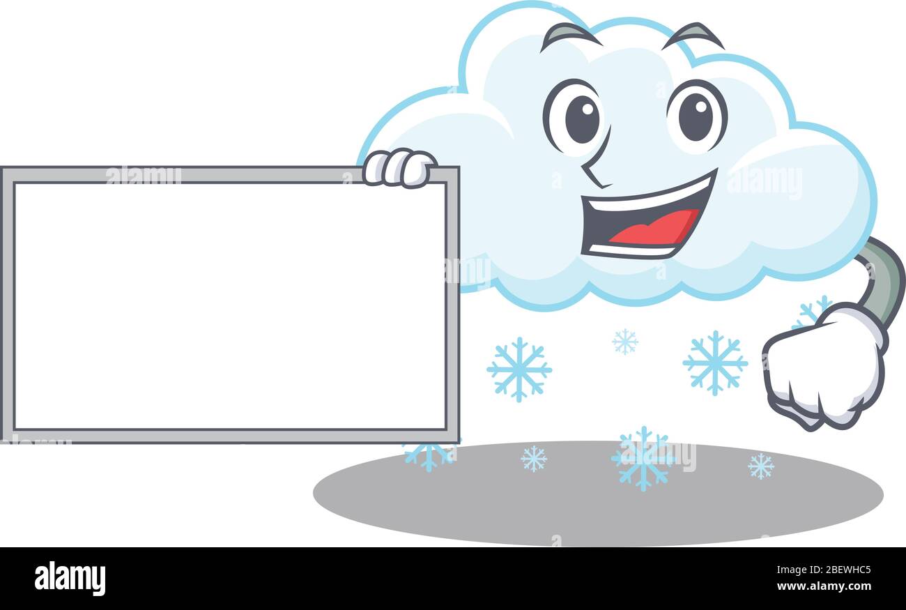 Snowy cloud cartoon character design style with board Stock Vector ...