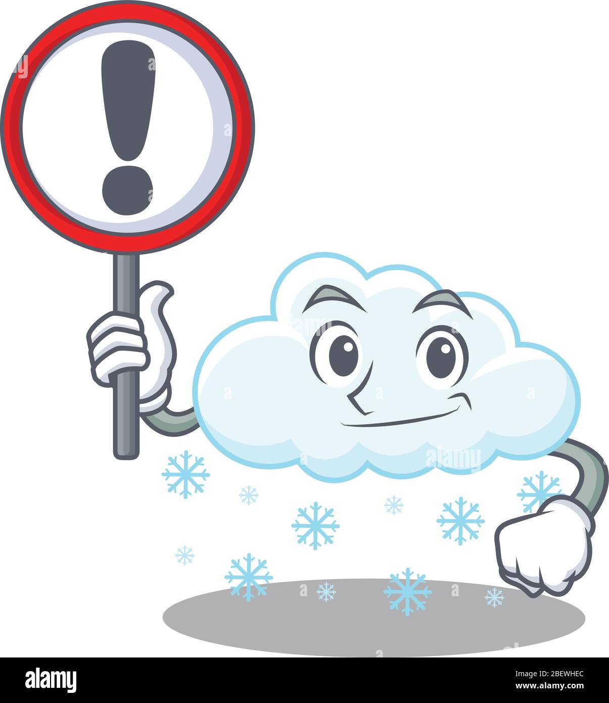 An icon of snowy cloud cartoon design style with a sign board Stock ...