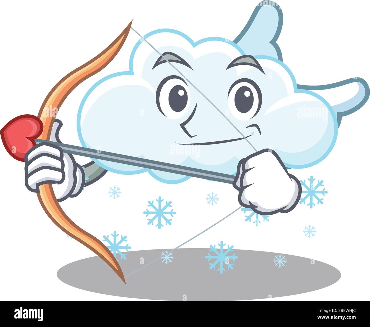 Snowy cloud in cupid cartoon character with arrow and wings Stock ...