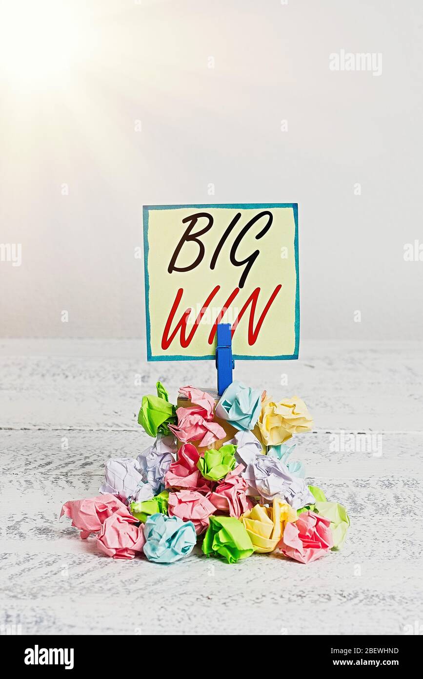 Conceptual hand writing showing Big Win. Concept meaning having won an ...