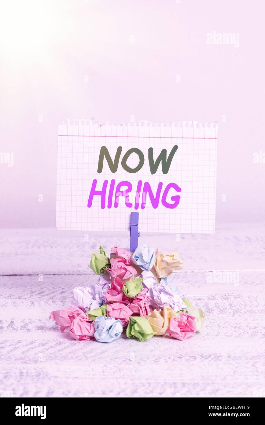 Text sign showing Now Hiring. Business photo text Workforce Wanted ...