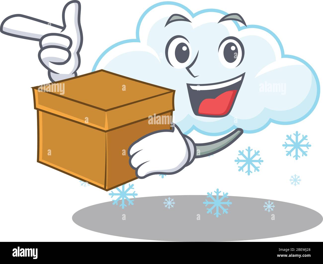 An picture of snowy cloud cartoon design concept holding a box Stock ...