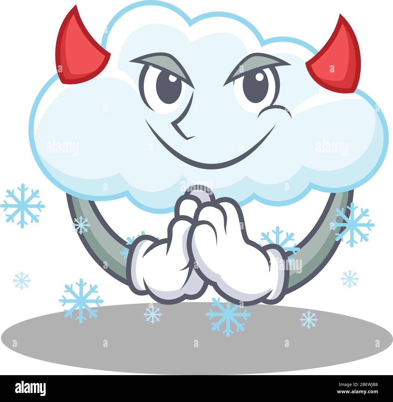Snowy cloud dressed as devil cartoon character design style Stock ...