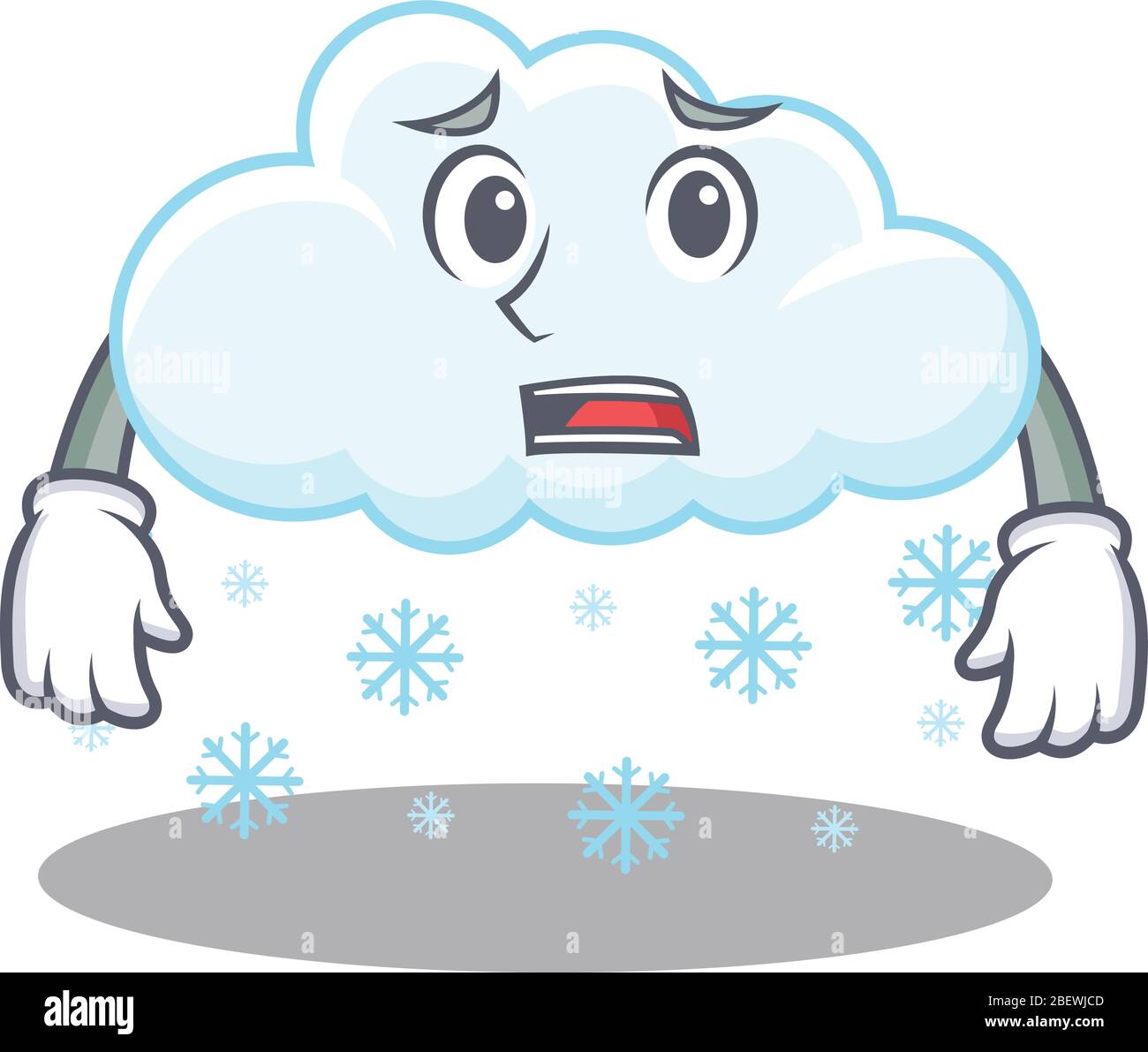 Cartoon design style of snowy cloud showing worried face Stock Vector ...