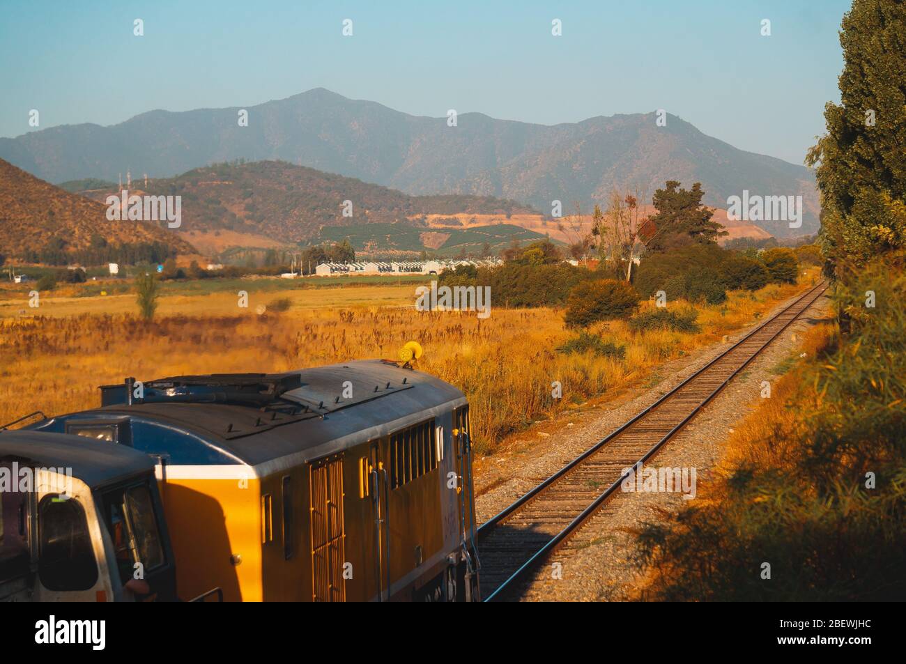 SANTIAGO, CHILE - FEBRUARY 2016: A long distance train in Santiago ...