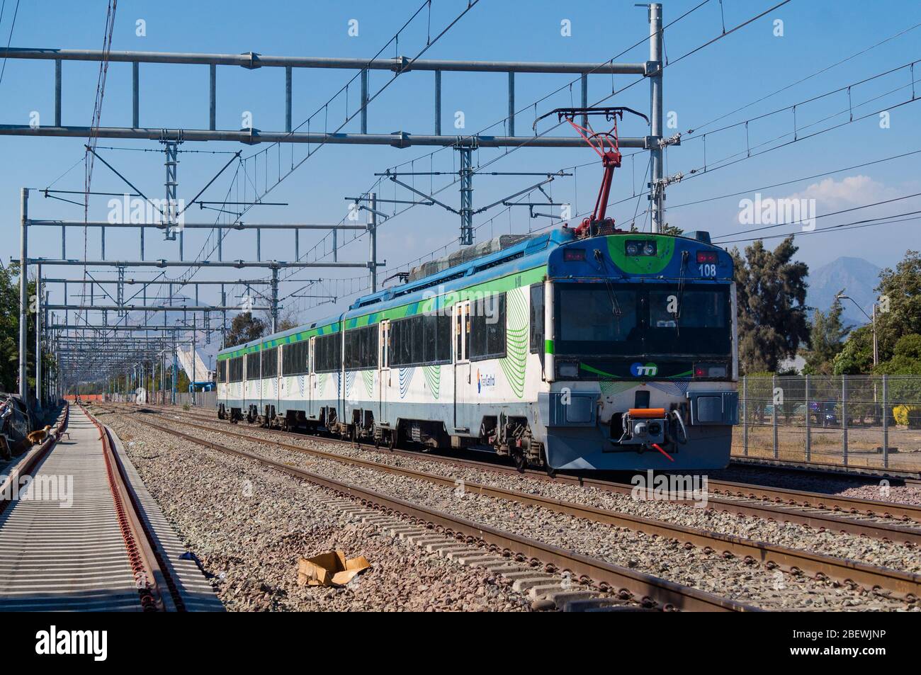 SANTIAGO, CHILE - FEBRUARY 2016: A long distance train in Santiago ...