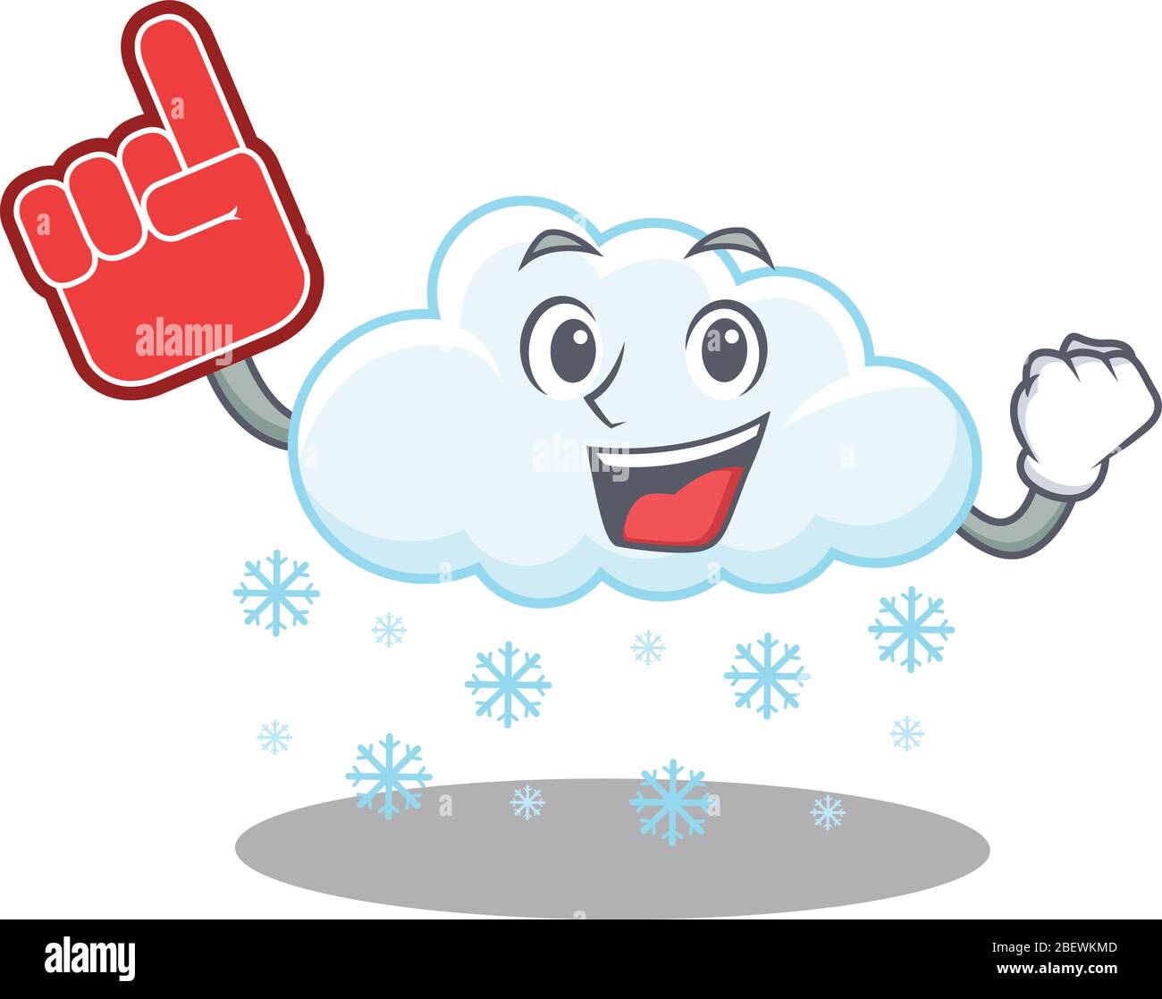 Snowy cloud presented in cartoon character design with Foam finger ...