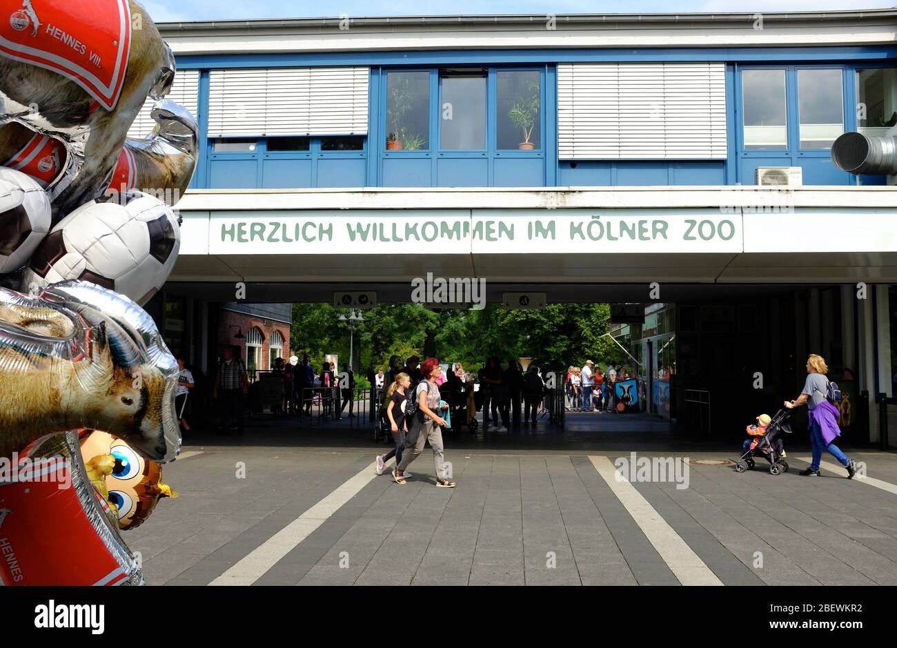 The entrance of Cologne Zoo with visitors.Cologne.Germany Stock Photo ...
