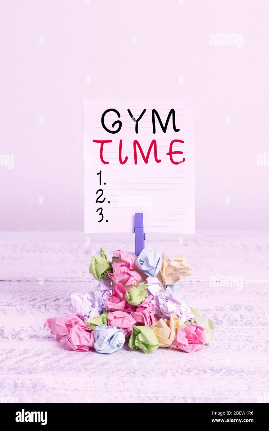 Conceptual hand writing showing Gym Time. Concept meaning a motivation ...