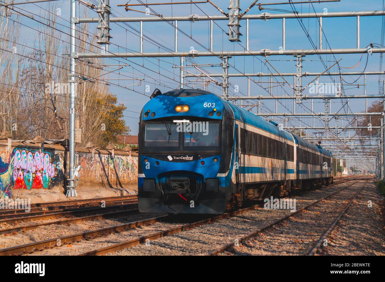 SANTIAGO, CHILE - AUGUST 2016: A long distance train in Santiago Stock ...