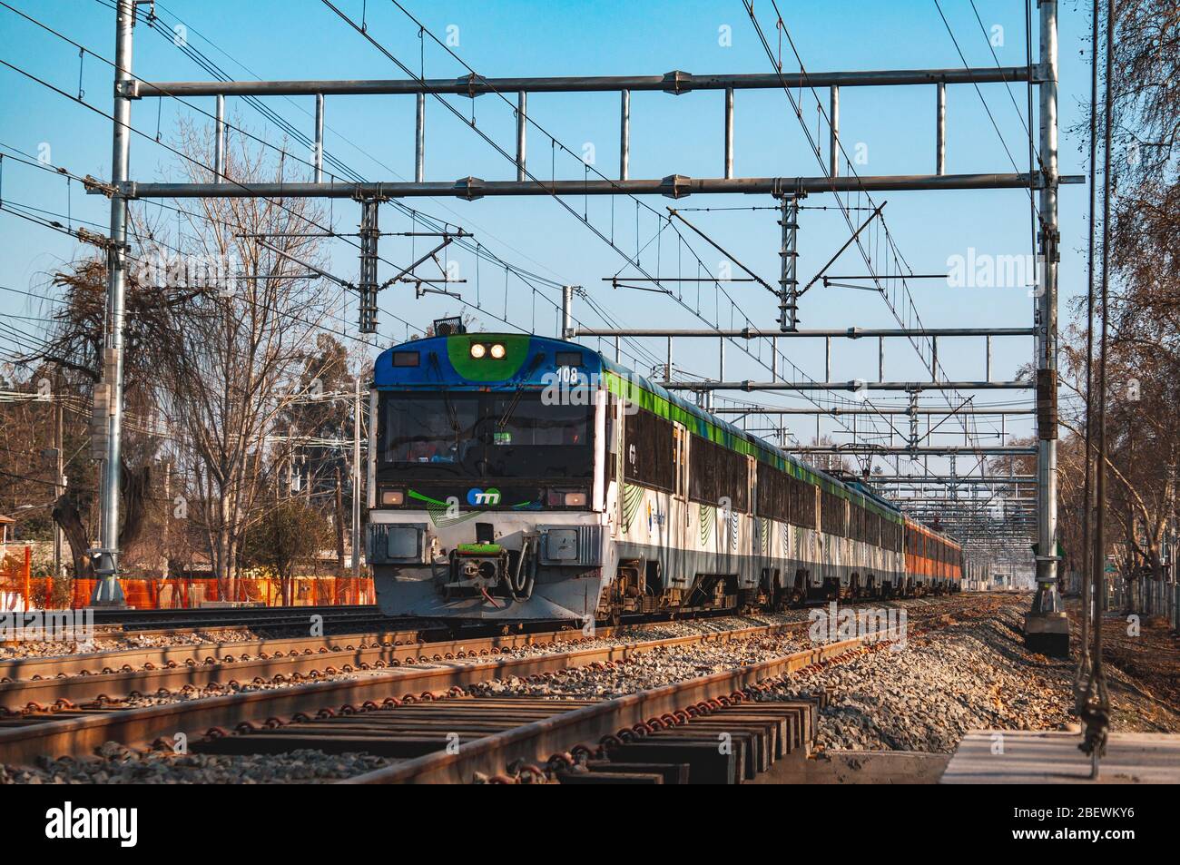 SANTIAGO, CHILE - AUGUST 2016: A long distance train in Santiago Stock ...