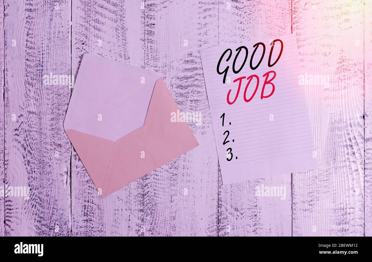 Handwriting text Good Job. Conceptual photo encourage someone for his ...